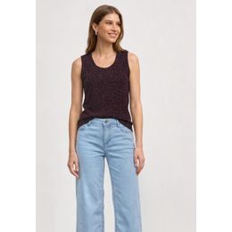 Street One Damen Tanktop, rot, Gr. 42, gemustert, Web, 50% Baumwolle, 50% Modal, Tops, mit V-Ausschnitt