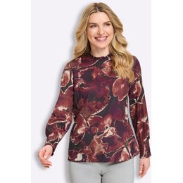 Damen Schlupfbluse, rot, Gr. 38, gebl&uuml;mt, gemustert, 100% Polyester, Blusen
