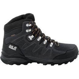 Jack Wolfskin Herren Hikingschuh "REFUGIO TEXAPORE MID M", Gr. 7, schwarz, Obermaterial: Leder. Obermaterial 2: Textilmaterial. Futter: Polyester,