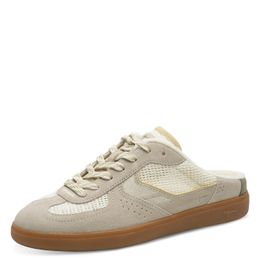 Tamaris Damen Sabot, Gr. 41, beige, Leder, Textil, Schuhe, Freizeitschuh, Schn&uuml;rer, Schlupfschuh, Logo-Aufn&auml;her an der Schuhzunge