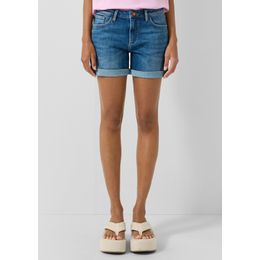 QS Damen Shorts, blau, Gr. 44, unifarben, Denim/Jeans, Obermaterial: 84% Baumwolle, 14% Polyester, 2% Elasthan, Hosen, im Five-Pocket Style