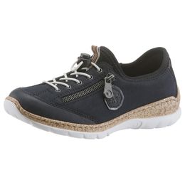 Rieker Damen Slip-On Sneaker, Gr. 41, blau, Nubuklederimitat, Textil, Schuhe, Slipper, Schlupfschuh mit Au&szlig;enrei&szlig;verschluss