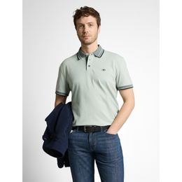 Tom Tailor Herren Poloshirt, gr&uuml;n, Gr. L, kontrastfarbene Details, unifarben, Single Jersey, Obermaterial: 95% Baumwolle, 5% Elasthan, Shirts, mit