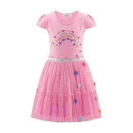happy girls M&auml;dchen Sommerkleid, pink, Gr. 92, bestickt, unifarben, Jersey, Obermaterial: 95% Baumwolle, 5% Elasthan. Futter: 100% Polyester.