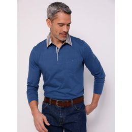 CLASSIC Herren Poloshirt "Langarm-Poloshirt", blau, Gr. 44, unifarben, 100% Baumwolle, Kragen:100% Baumwolle, Shirts