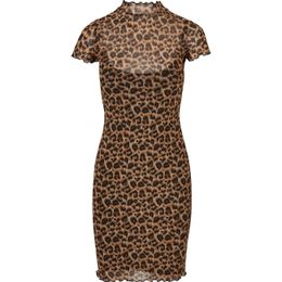Urban Classics Damen Shirtkleid "Urban Classics Damen Ladies Mesh Double Layer Dress", braun, Gr. XXL, unifarben, 94% Polyamid, 6% Elasthan, Kleider