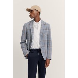 Bugatti Herren Sakko, blau, Gr. 56, kariert, 68% Polyester, 32% Baumwolle, Sakkos, mit Karo-Muster