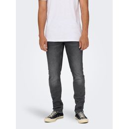 Only & Sons ONLY & SONS Herren Regular-fit-Jeans "ONSWEFT REG 7900 EY BOX JEANS NOOS", grau, Gr. 32, Abriebeffekte, Denim/Jeans, Obermaterial: 50% Baumwolle, 30%
