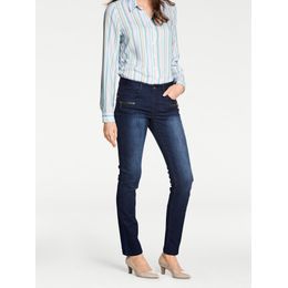 Heine Damen Push-up-Jeans, blau, Gr. 21, unifarben, 65% Baumwolle, 33% Polyester, 2% Elasthan, Miedereinsatz:15% Elasthan, 85% Polyamid, Jeans