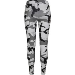 Urban Classics Damen Leggings "Urban Classics Damen Ladies Camo Tech Mesh Leggings", grau, Gr. S, 77% Polyester, 23% Elasthan, Hosen