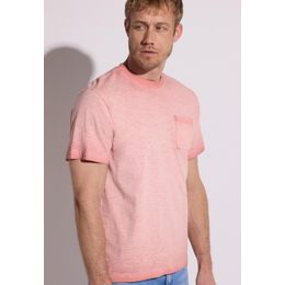 Street One MEN Herren T-Shirt, rosa, Gr. XXXL, meliert, Web, 100% Baumwolle, Shirts, in washed Optik
