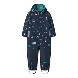 name it Kinder Softshelloverall "NMMMALTA05 SOFTSHELL SUIT AOP FO1", blau, Gr. 110, bedruckt, Softshell, Obermaterial: 95% Polyester, 5% Elasthan,