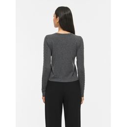 Vila Damen Strickjacke "VIKERRY CABLE L/S KNIT CARDIGAN-NOOS", grau, Gr. M, unifarben, Strick, Obermaterial: 53% Polyester, 30% Viskose, 17%