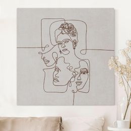 Bilderwelten Akustikbild Boho Line Art - Portraits
