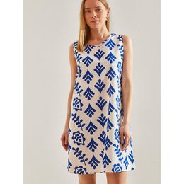 Bianco Lucci Kleid Damen Gr&ouml;&szlig;e 40 blau / wollwei&szlig;