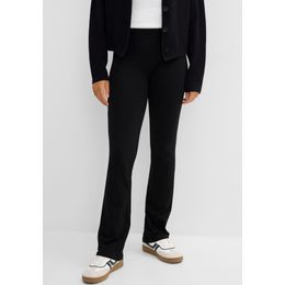 bonprix Damen Leggings "Baumwoll-Leggings, Flared Leg", schwarz, Gr. 40, unifarben, Strick, Obermaterial: 95% Baumwolle, 5% Elasthan, Hosen, aus