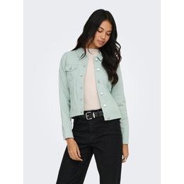 Only Damen Jeansjacke "ONLTIA L/S COLORED JACKET PNT RP", gr&uuml;n, Gr. 34, unifarben, Web, Obermaterial: 100% Baumwolle, Jacken, mit durchgehender