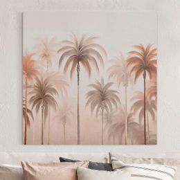 Bilderwelten Akustikbild Palmensilhouette in Rosa