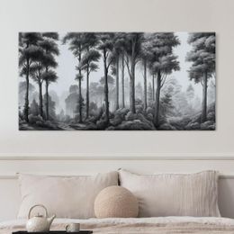 Bilderwelten Akustikbild Romantische Waldlandschaft Schwarz-Wei&szlig;