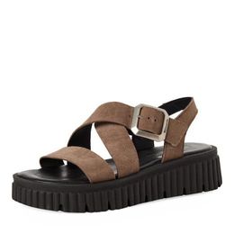 Tamaris Damen Sandalette, Gr. 40, braun, Veloursleder, aufgeraut, unifarben, Schuhe, Plateau, Riemchensandale, Sommerschuh mit Touch It-Ausstattung