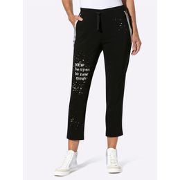 Inspirationen Damen Webhose, schwarz, Gr. 40, bedruckt, unifarben, 72% Viskose, 25% Polyamid, 3% Elasthan, Hosen