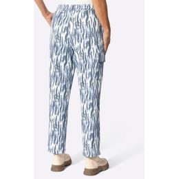 Inspirationen Damen Sweathose, blau, Gr. 38, gemustert, 50% Baumwolle, 50% Polyester, Hosen