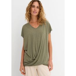bonprix Damen T-Shirt "Shirt aus Viskose-Mix", gr&uuml;n, Gr. 40, Jersey, Obermaterial: 50% Polyester, 50% Viskose, Shirts, bequeme Passform, mit