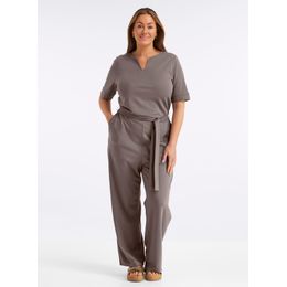 sheego Damen Overall, braun, Gr. 56, unifarben, 70% Viskose, 25% Polyamid, 5% Elasthan, Overalls