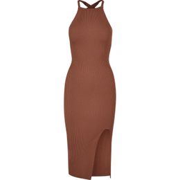 Urban Classics Damen A-Linien-Kleid "Urban Classics Damen Ladies Midi Rib Knit Crossed Back Dress", braun, Gr. XL, unifarben, 35% Polyacryl, 35%