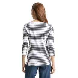 Tom Tailor Damen 3/4-Arm-Shirt "Regular"sanftes wei&szlig; navy blau stripe, Gr. XXXL, gestreift, Single Jersey, Obermaterial: 97% Baumwolle, 3% Elasthan,