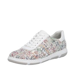 Rieker Damen Sneaker, Gr. 39, bunt, Glattleder, Synthetik, Schuhe, Schn&uuml;rschuh, Halbschuh, Freizeitsneaker mit floraler Musterung
