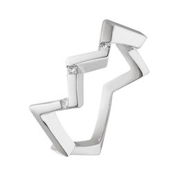 Jobo Damen Diamantring "Ring Silberring gezackt", 56, SI = kleine Einschl&uuml;sse, Diamanten Silber 925 (Sterlingsilber), silber, Diamanten, Silber 925