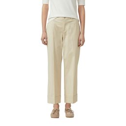 s.Oliver Damen Stoffhose, beige, Gr. 44, unifarben, Web, Obermaterial: 98% Baumwolle, 2% Elasthan, Hosen, mit weitem Bein und Bundfalte