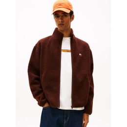 Tommy Jeans Herren Sweatjacke "BADGE TEDDY", braun, Gr. XXXL, unifarben, Sweatware, Obermaterial: 100% Polyester, Sweatjacken, Relaxed fit,