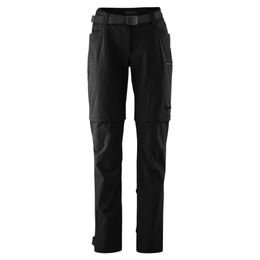 Gonso Damen Fahrradhose "Ruth", schwarz, Gr. 22, 90% Polyamid, 10% Elasthan, Hosen, Damen zipp-off Radhose mit Sitzpolster und G&uuml;rtel, wasserabweisend
