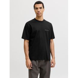Jack & Jones JACK & JONES Herren T-Shirt "JPRBLAOWEN SS BRANDING TEE SN", schwarz, Gr. XS, unifarben, Jersey, Obermaterial: 95% Baumwolle, 5% Elasthan, Shirts,