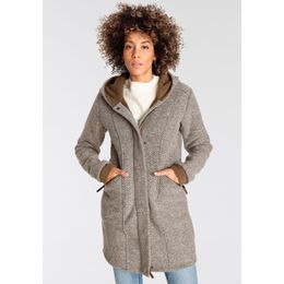 Polarino Damen Strickmantel, beige, Gr. 42, meliert, Fleece, Obermaterial: 100% Polyester, M&auml;ntel, mit 2-Wege-Rei&szlig;verschluss, aus Strickfleece, in
