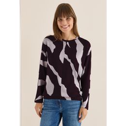 Cecil Damen Langarmshirt, lila, Gr. XL, mehrfarbig, Stoff, 63% Polyester, 34% Viskose, 3% Elasthan, Shirts, soft
