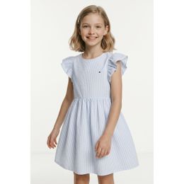 Tommy Hilfiger M&auml;dchen Sommerkleid "SEERSUCKER DRESS SHORT SLEEVE", blau, Gr. 14, gestreift, Web, Obermaterial: 100% Baumwolle, Kleider, Kinder bis