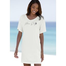 Damen Sleepshirt, VIVANCE DREAMS BY LASCANA, Gr. 36, beige, Single Jersey, Obermaterial: 60% Baumwolle, 40% Polyester, bedruckt, unifarben, Kleider,