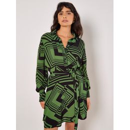 Apricot Damen Druckkleid "Graphic Squares Hemdkleid", gr&uuml;n, Gr. 38, gemustert, Obermaterial: 51% Viskose CV. 49% Viskose LENZING ECOVERO CV