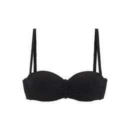 Lascana Damen B&uuml;gel-Bandeau-Bikini-Top "Fay", schwarz, Gr. 42, Strukturmuster, Obermaterial: 94% Polyamid, 6% Elasthan. Futter: 90% Polyester, 10%