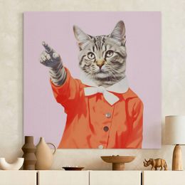 Bilderwelten Akustikbild Katze mit Stil