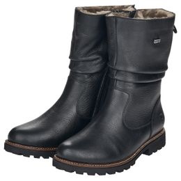 Remonte Damen Winterstiefel, Gr. 39, schwarz, Leder, unifarben, Schuhe, Blockabsatz, Winterboots mit Falten am slouchy Schaft, schmale Form