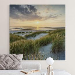 Bilderwelten Akustikbild Langeoog D&uuml;nen bei Sonnenuntergang