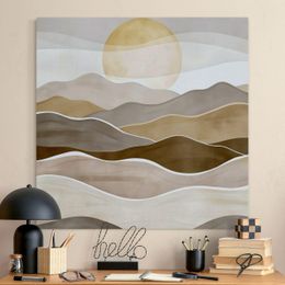 Bilderwelten Akustikbild Minimalistische Boho Landschaft Beige Grau