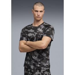 Puma Herren Trainingsshirt "M PWRTRAIN AOP TEE", schwarz-wei&szlig;, Gr. XL, gemustert, Web, Obermaterial: 100% Polyester, Shirts, Regular Fit, kurze