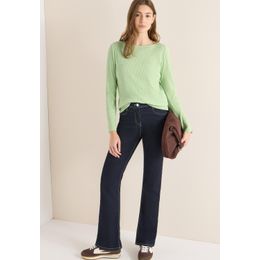 Cecil Damen Langarmshirt, gr&uuml;n, Gr. XL, gestreift, Web, 95% Baumwolle, 5% Elasthan, Shirts, mit U-Boot-Ausschnitt
