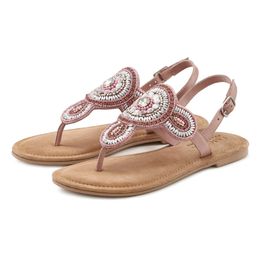 Lascana Damen Zehentrenner "Sandalette, Sommerschuh, offener Schuh", Gr. 35, rosa, Obermaterial: 80% Synthetik, 20% Schafsleder. Decksohle: 100%