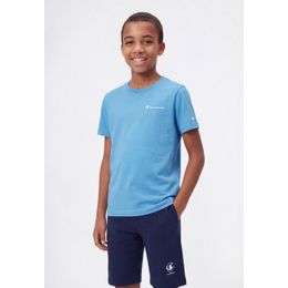 Champion Jungen T-Shirt "ICONS CONTRAST Crewneck T-Shirt", blau, Gr. L, Obermaterial: 100% Baumwolle, Shirts, mit Rundhalsausschnitt, Kurzarm, aus